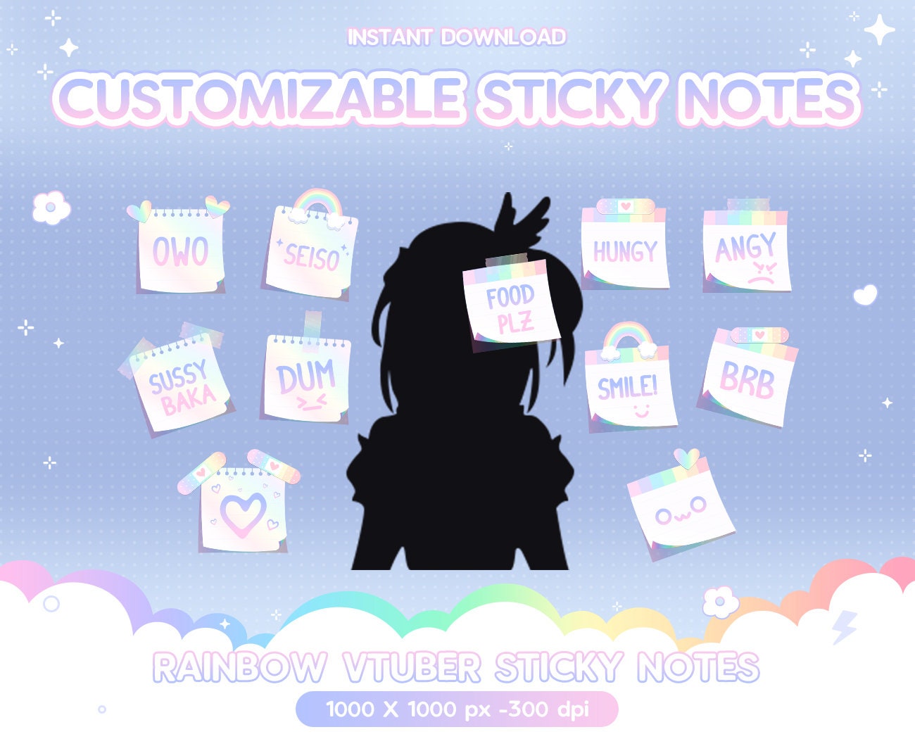 88 Twitch Rainbow Vtuber Sticky Note Pngtuber P2U Vtuber Assets LGBTQ ...