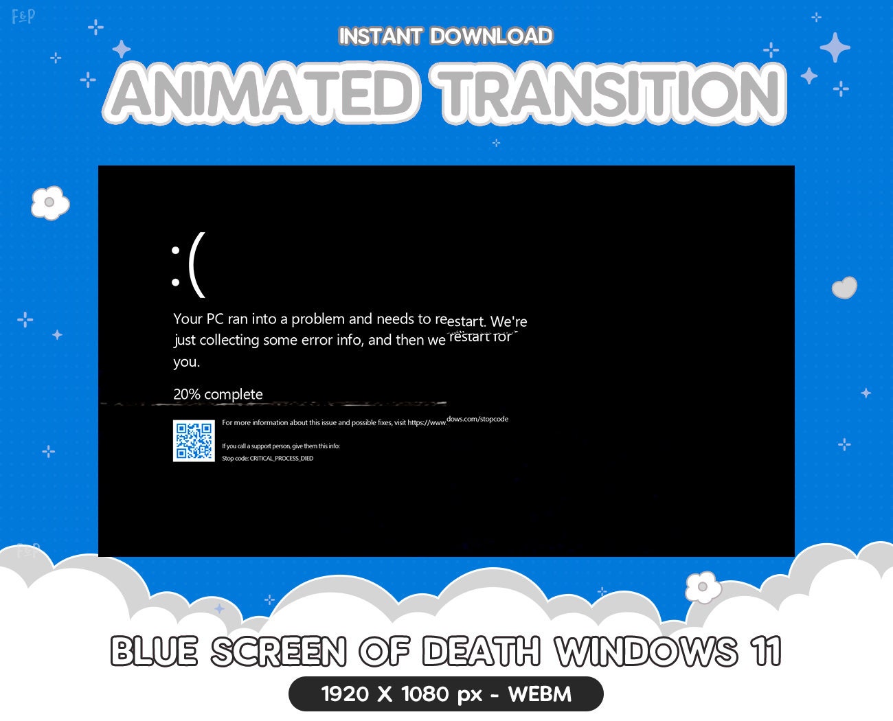 Twitch Animated Stinger Transition, Glitch, Black Screen of Death ...