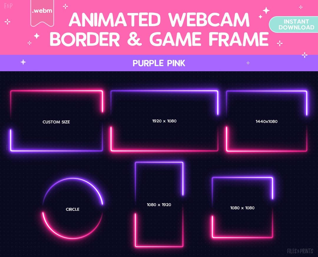 Twitch Animated Pink Purple Webcam Border Game Frame Stream Overlay ...