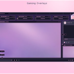 Twitch Stream Package, Animated Pink Dark Overlay Vtuber Customizable ...