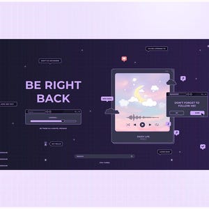 Twitch Animated Screen, Purple Dark BRB, Stream Offline, Starting ...