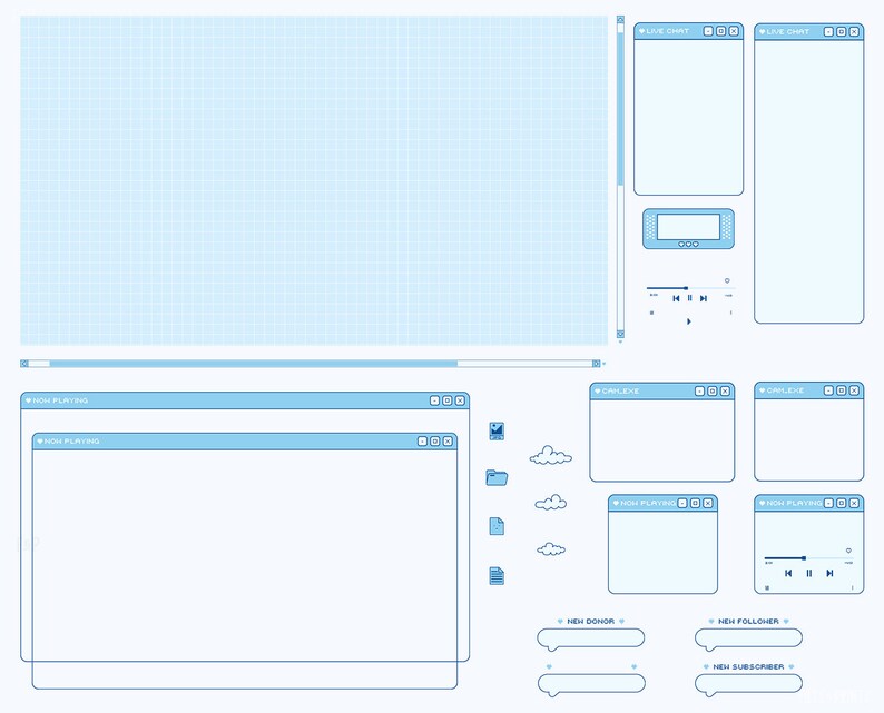 Twitch Stream Package Sky Blue Pixel Overlay W Time and Music - Etsy
