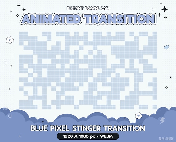Twitch Animated Stinger Transition Blue Pixel Transition | Etsy UK