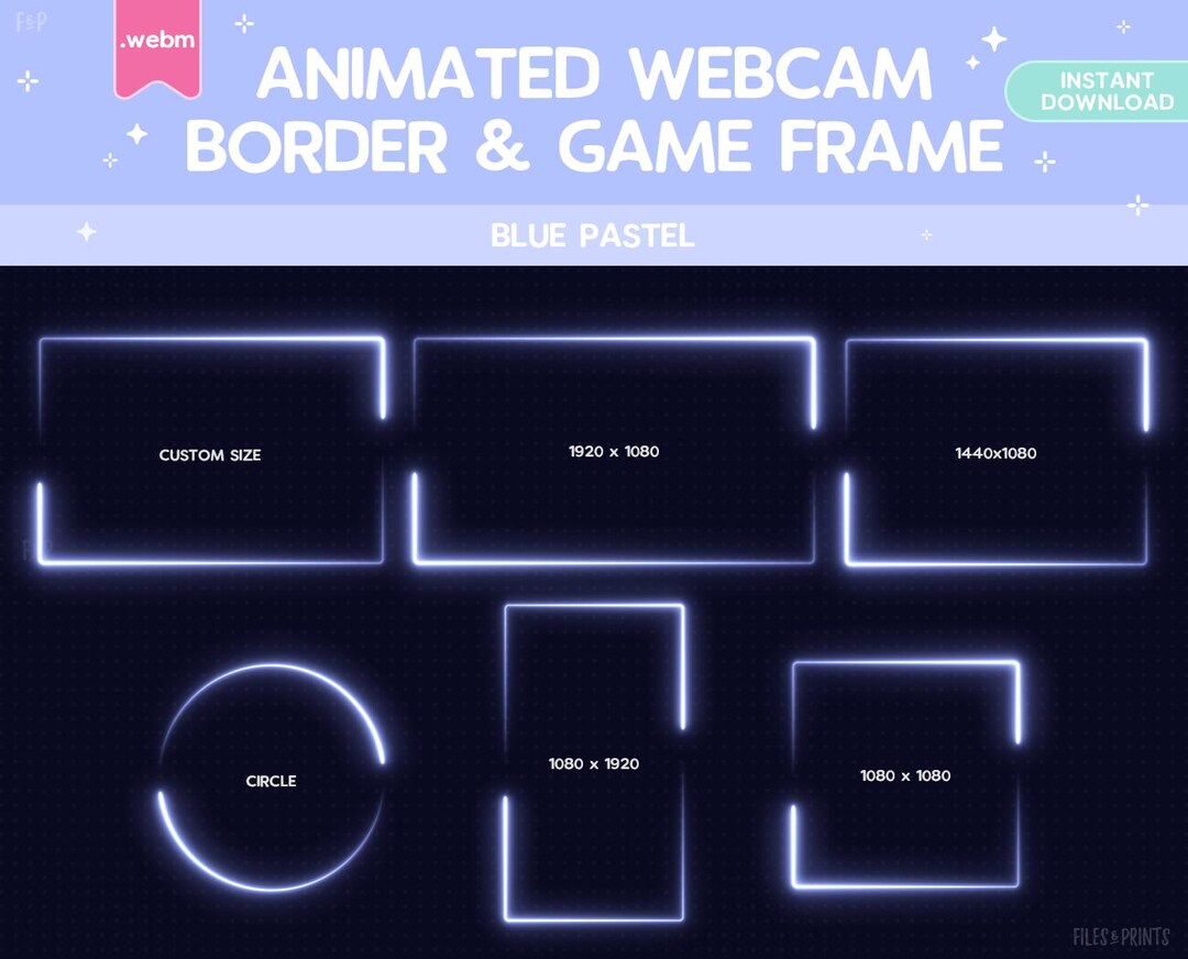 Twitch Animated Blue Pastel Webcam Border Game Frame Stream Overlay ...