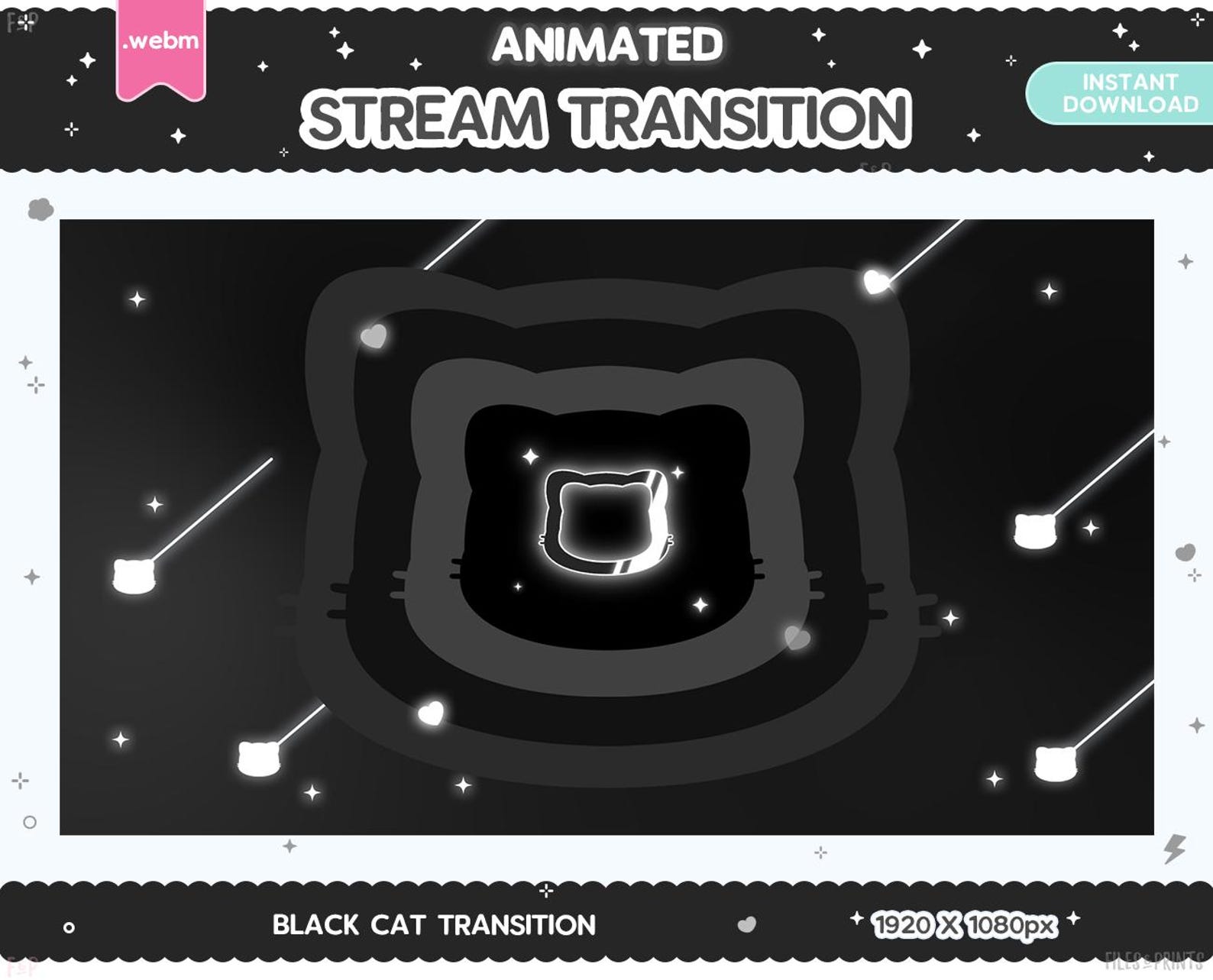 Twitch Animated Stinger Transition, Black Cat Stinger Transition Pastel ...