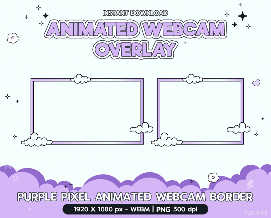Twitch Animated Webcam Border Purple Pixel, Stream Overlay, Streamer ...