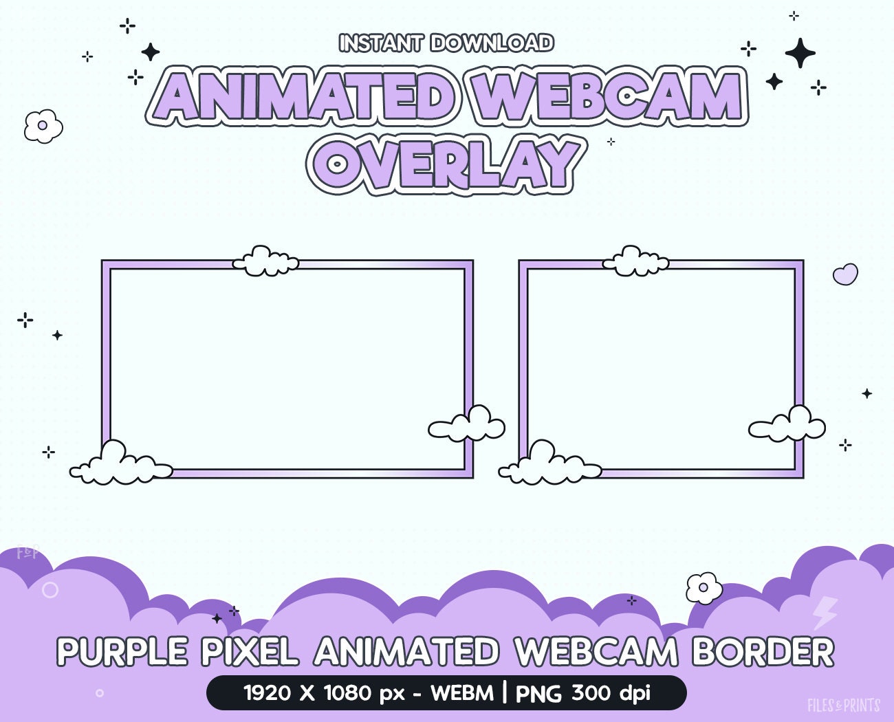 Twitch Animated Webcam Border Purple Pixel, Stream Overlay, Streamer ...