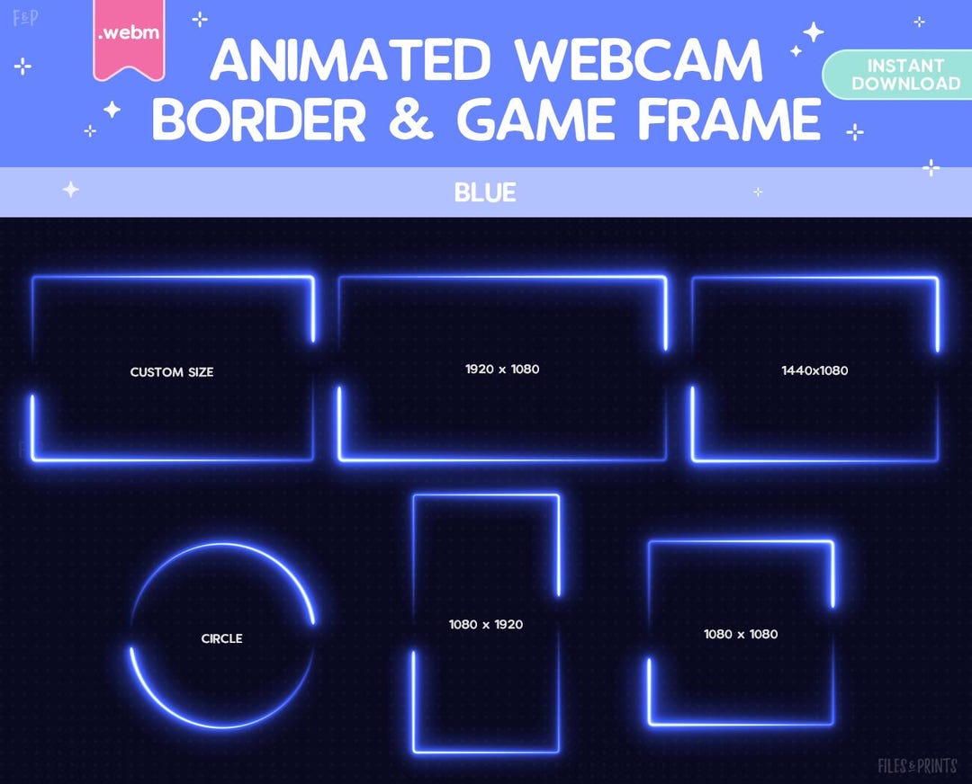 Twitch Animated Blue Glow Webcam Border Game Frame Stream Overlay ...