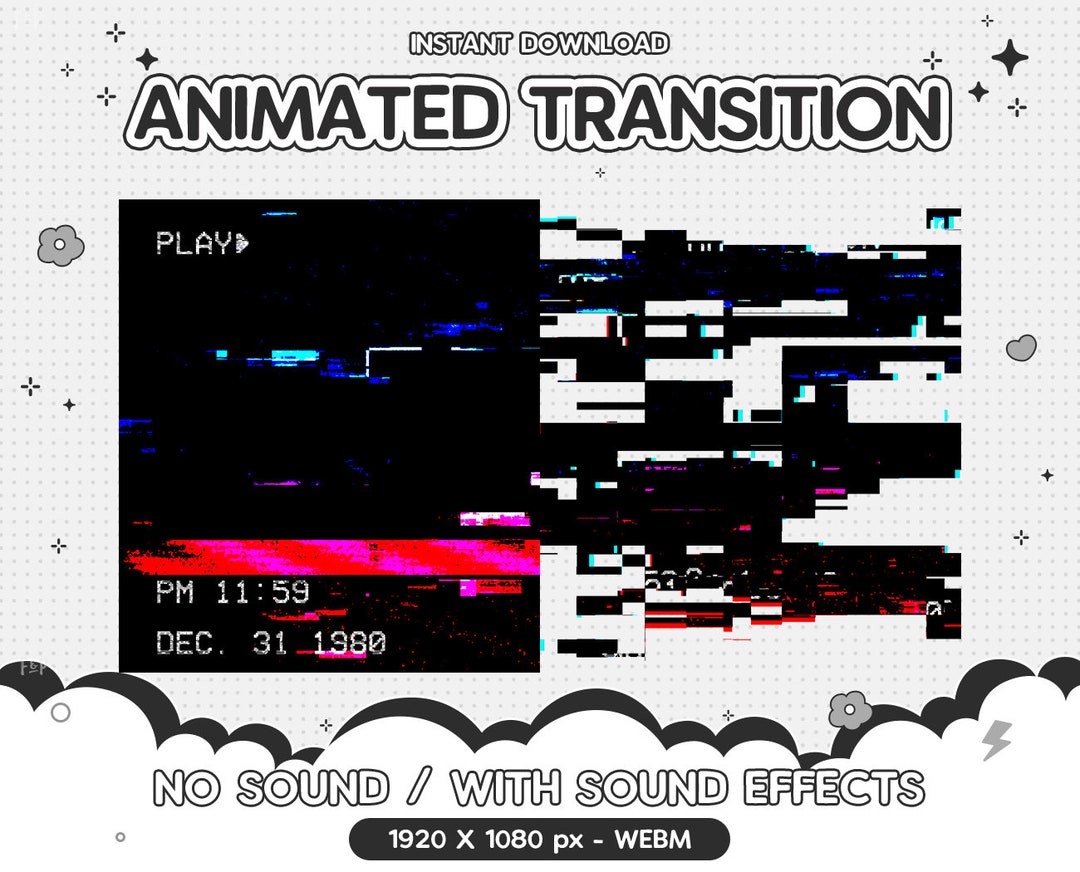 6 Twitch Animated Stinger Transition, Creepy Glitch VHS Vaporwave ...