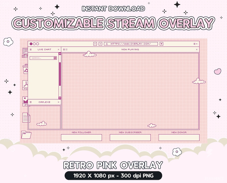 Twitch Stream Package Retro Pink Pixel Overlay Customizable - Etsy