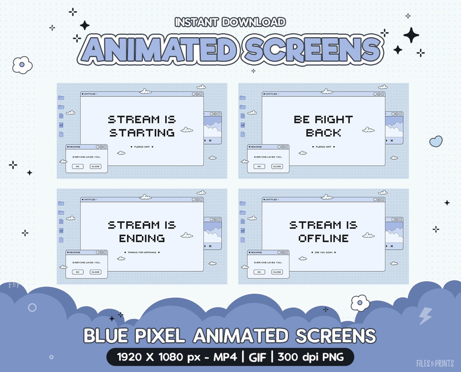 Twitch Stream Package Blue Pixel Overlay Customizable - Etsy