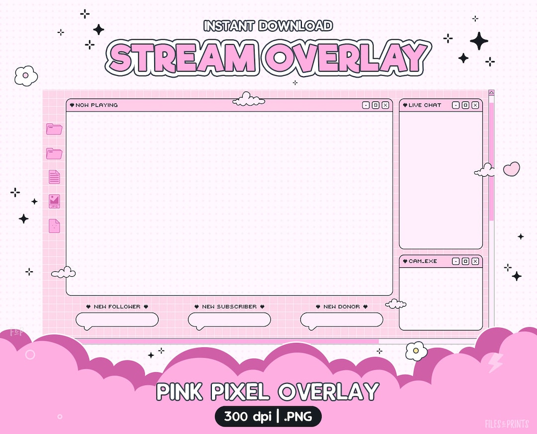 Twitch Pink Pixel Overlay, Stream Overlay, Streamer Graphics, Kawaii ...