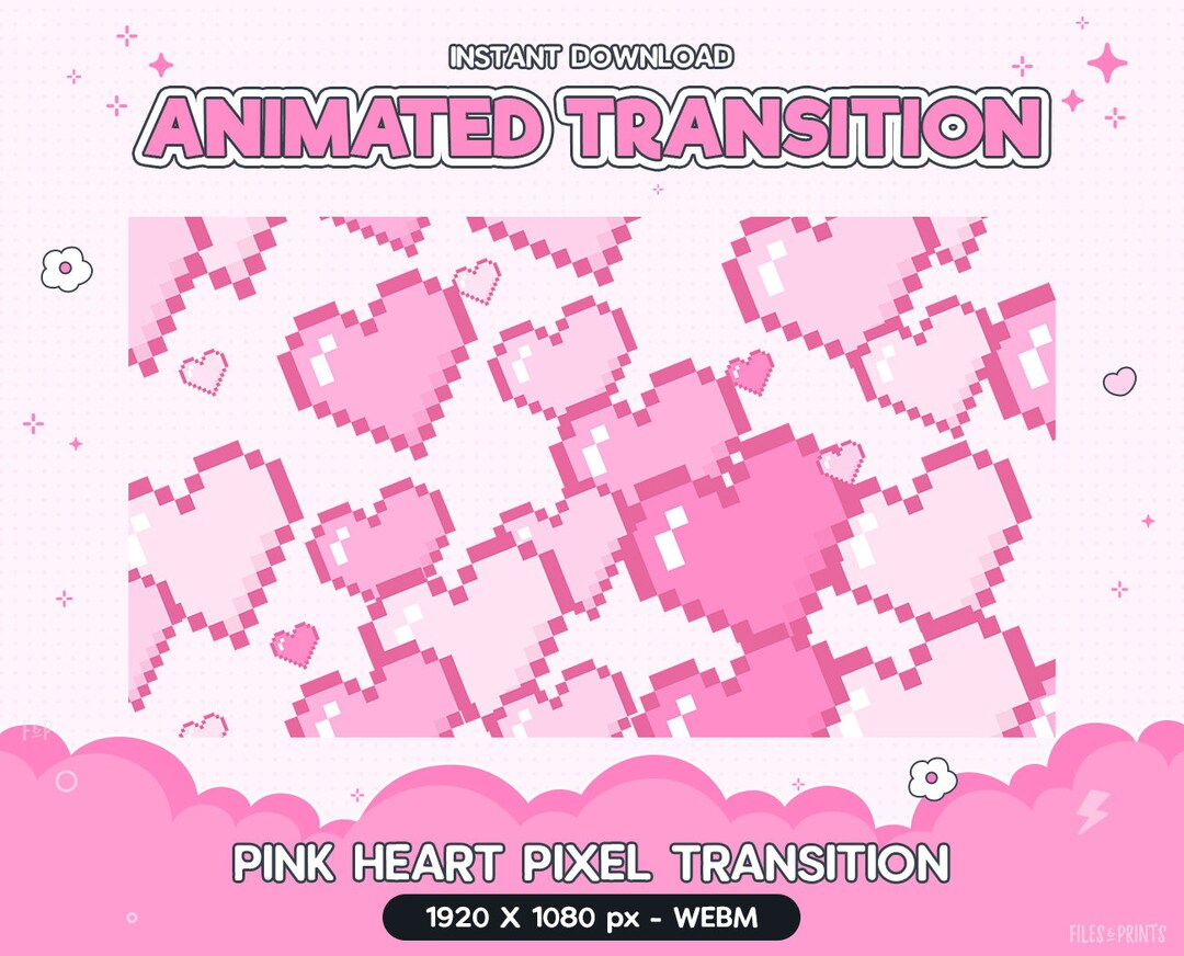 Twitch Animated Stinger Transition, Pink Heart Pixel Transition ...