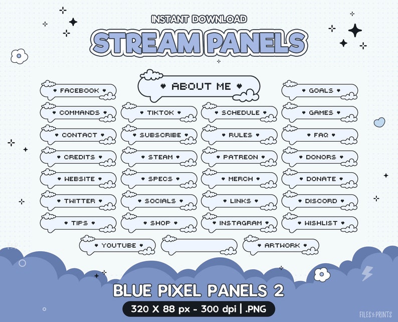 Twitch Stream Package Blue Pixel Overlay Customizable - Etsy