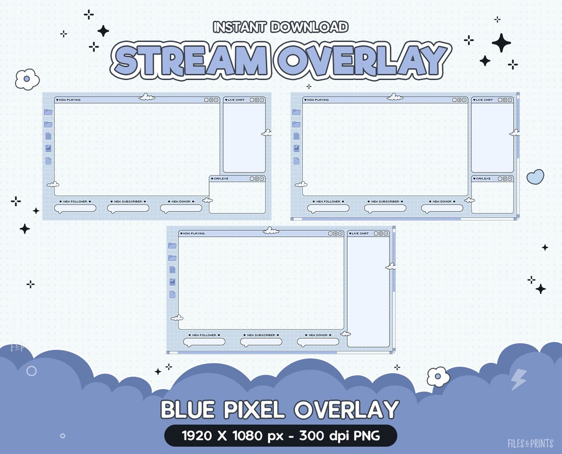 Twitch Stream Package Blue Pixel Overlay Customizable - Etsy