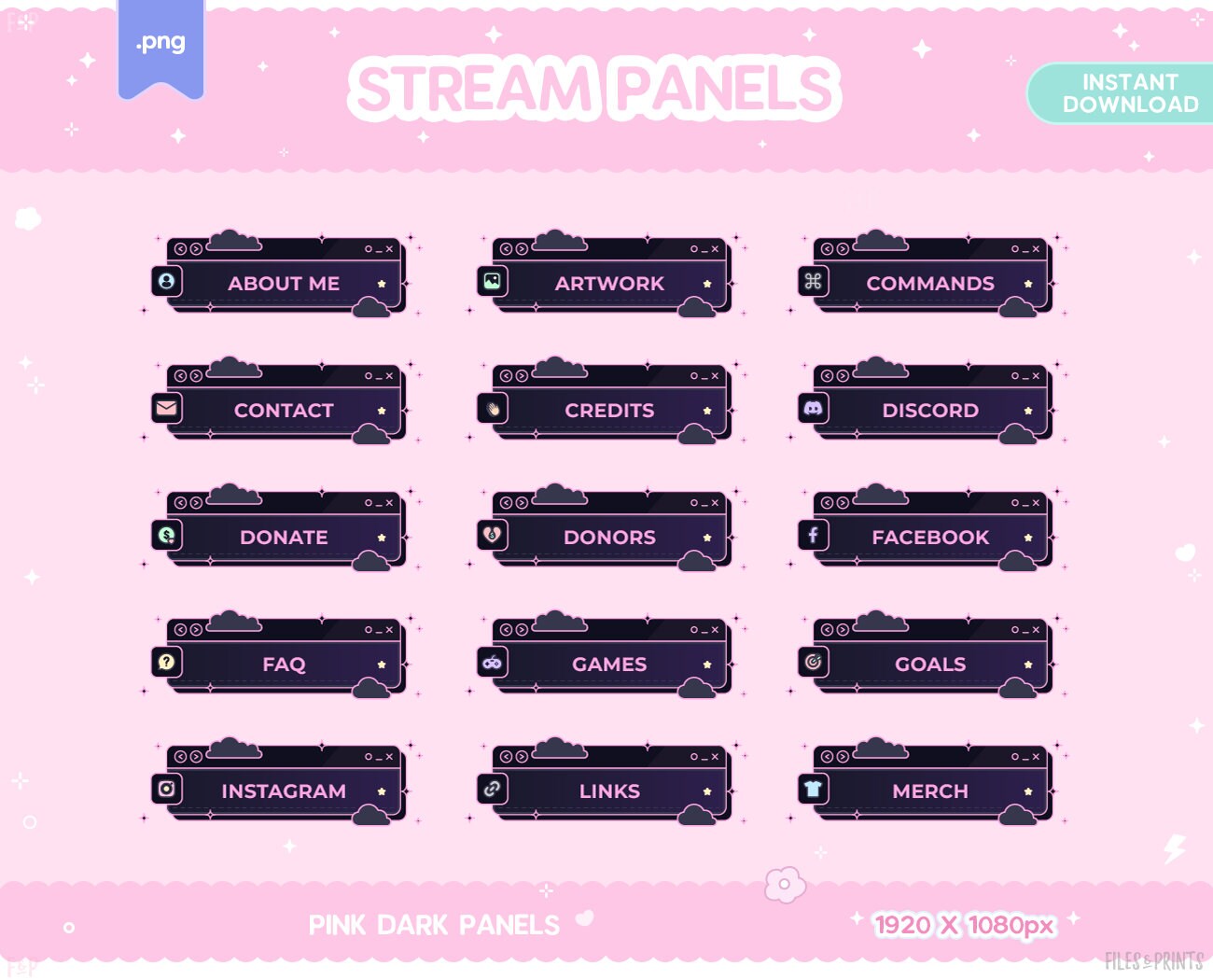 30 Pink Panels Twitch Stream Pixel Overlay Vtuber Kawaii Screen Alerts ...