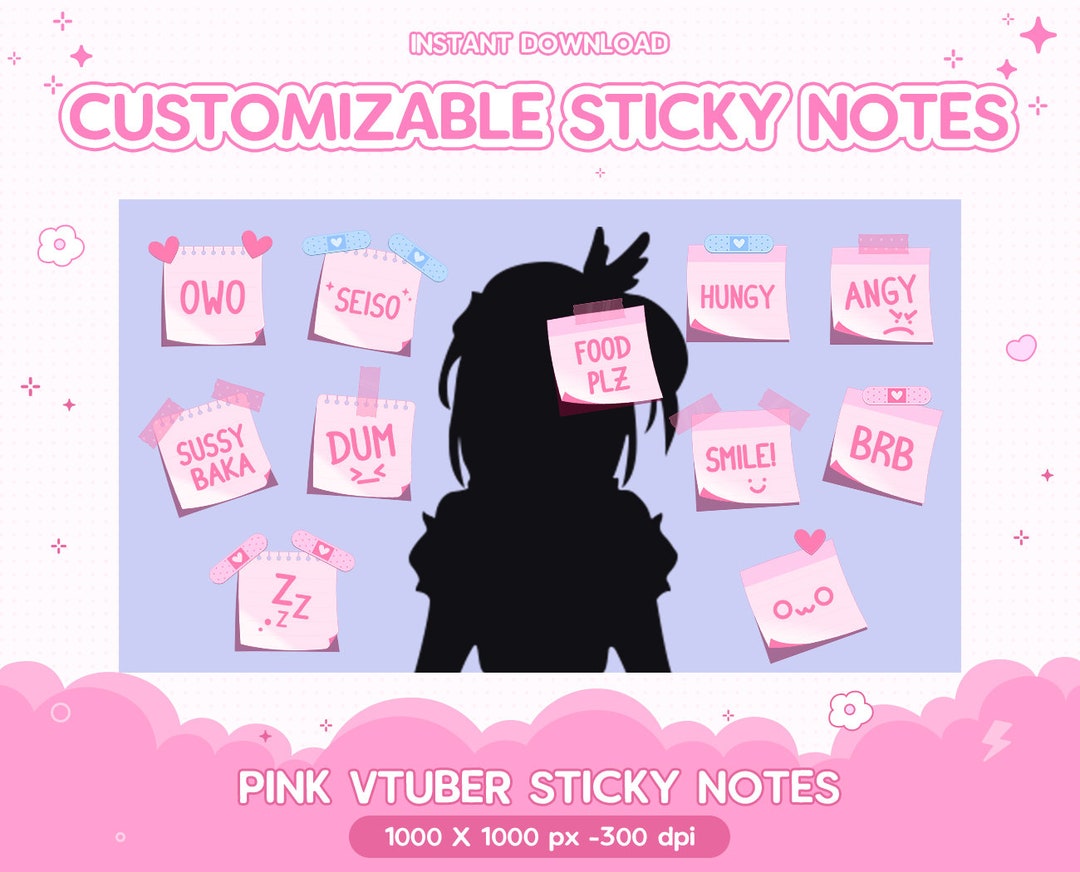 88 Twitch Pink Vtuber Sticky Note Pngtuber P2U Vtuber Stream Assets ...