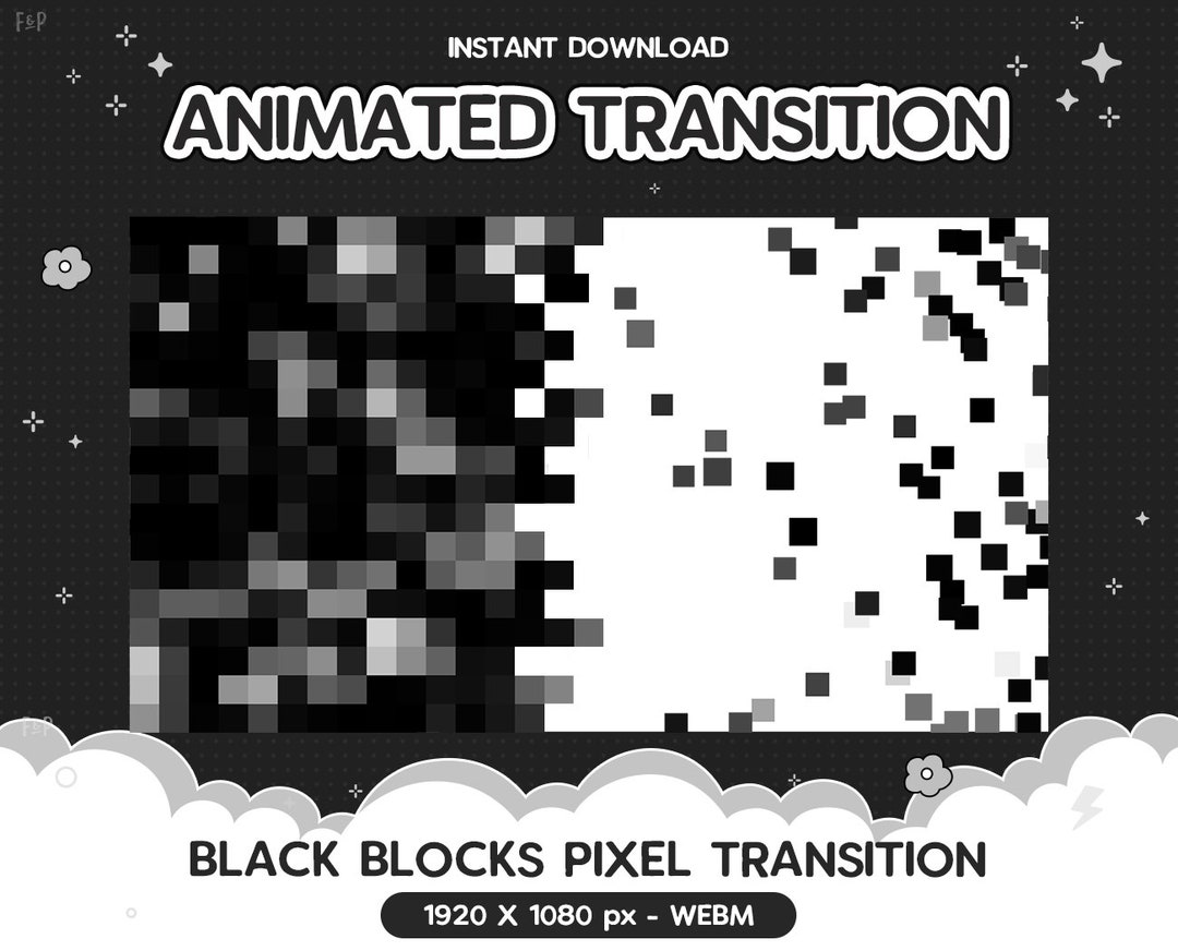 Twitch Animated Stinger Transition Scene, Black Blocks Pixel Transition ...