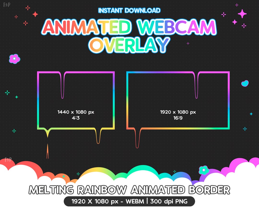 Twitch Animated Webcam Border, Melting Rainbow, Stream Overlay, LGBTQ ...