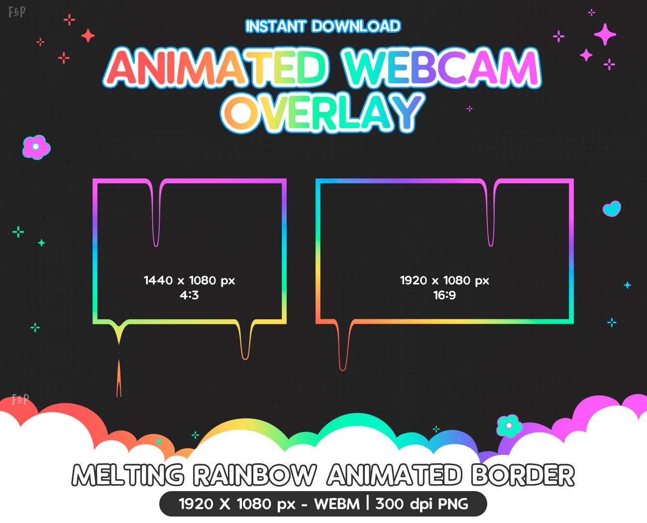 Twitch Animated Webcam Border, Melting Rainbow, Stream Overlay, LGBTQ ...