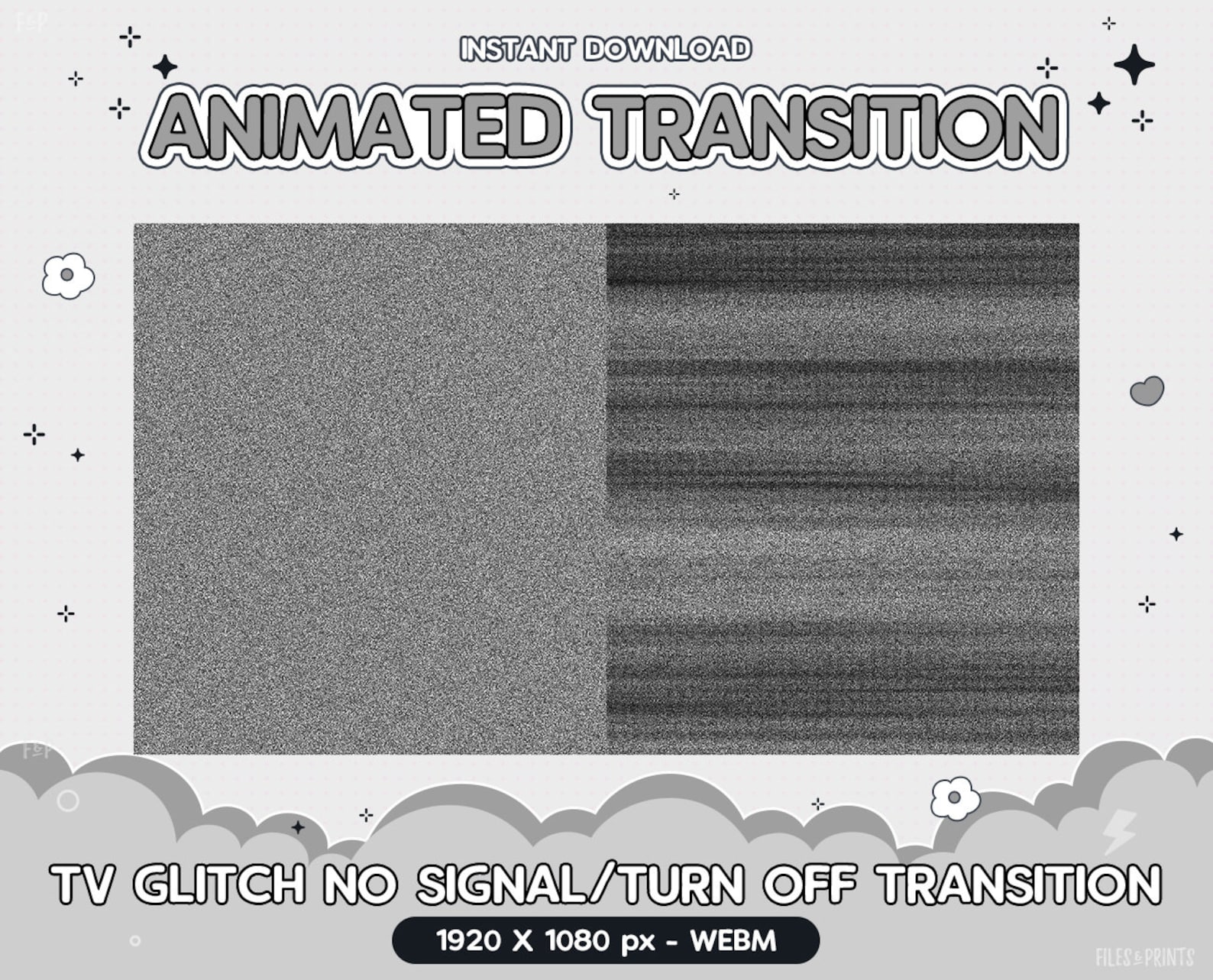 Twitch Animated Stinger Transition, TV Glitch No Signal Turn off Black ...