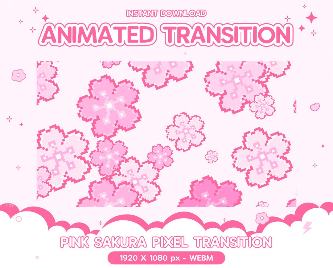 Twitch Animated Stinger Transition, Pink Sakura Pixel Transition ...
