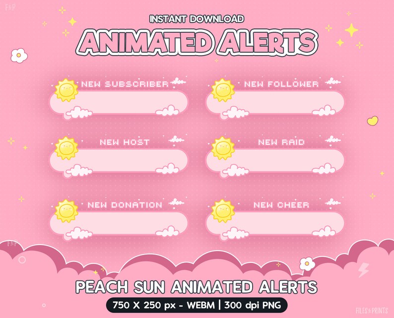 Twitch Animated Alert Peach Sun Stream Alerts Streamer | Etsy