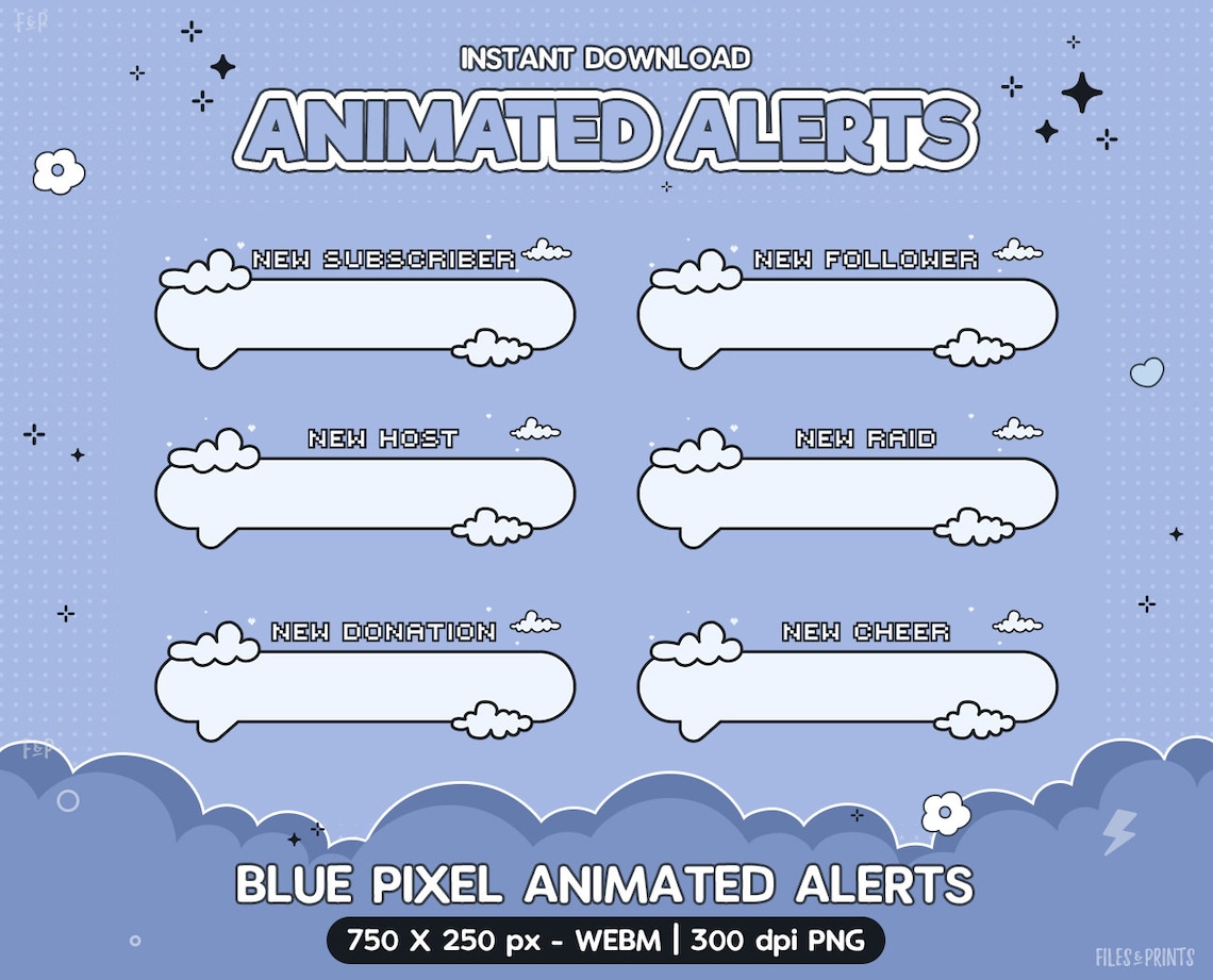 Twitch Stream Package Blue Pixel Overlay Customizable - Etsy