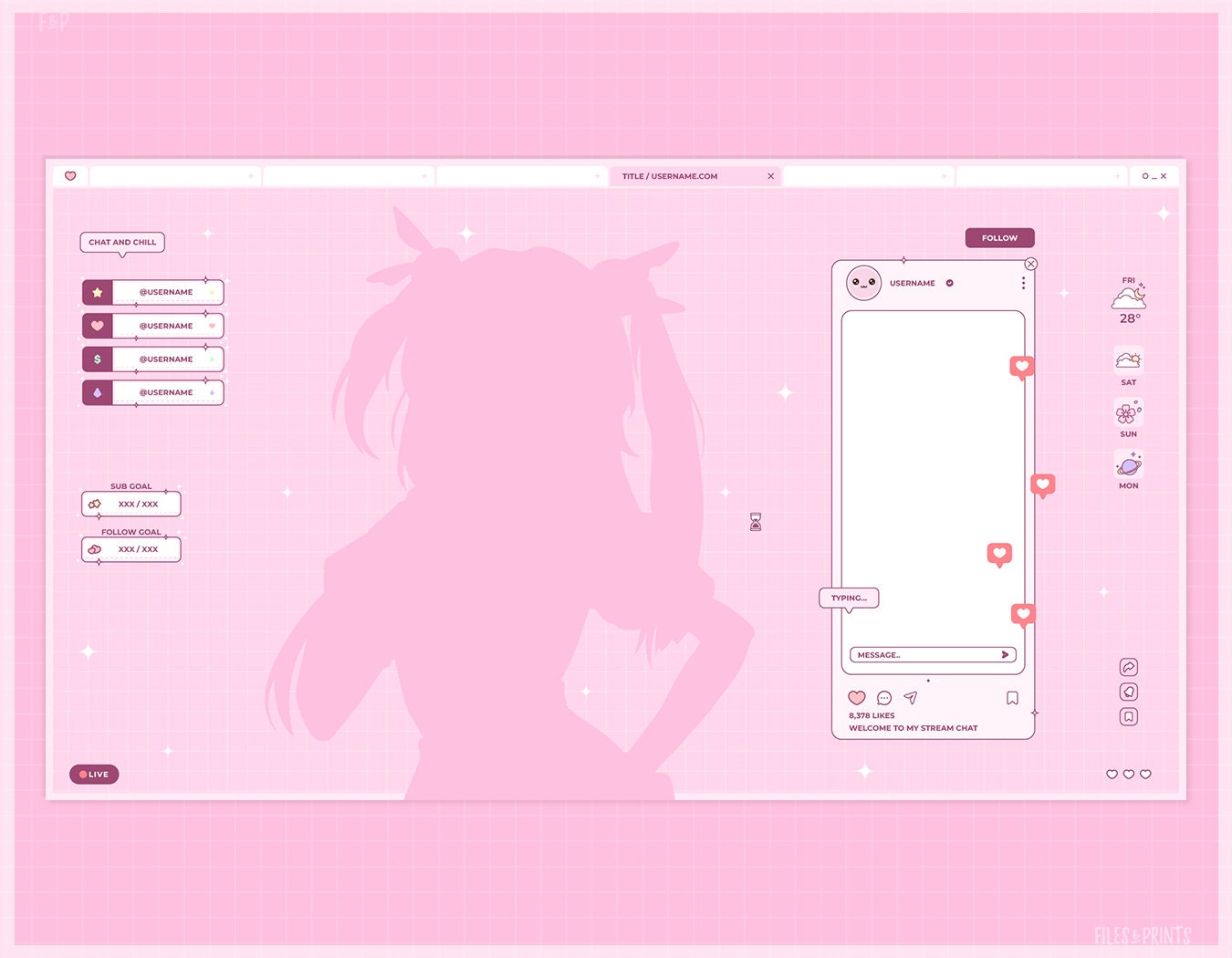 Twitch Stream Package, Animated Pink Pixel Overlay, Vtuber Customizable ...