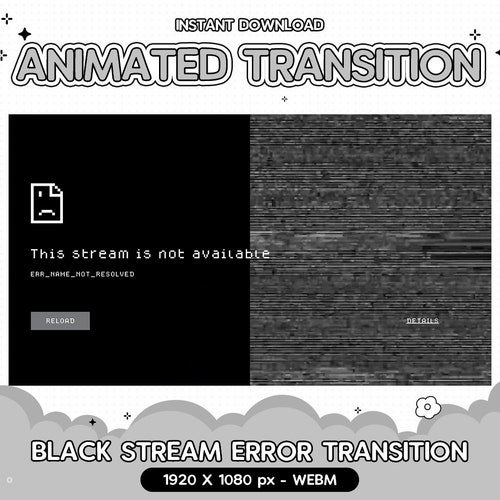 Twitch Animated Stinger Transition Glitch Black Pixel - Etsy