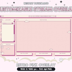 Twitch Stream Package, Retro Pink Pixel Overlay, Customizable, Kawaii ...