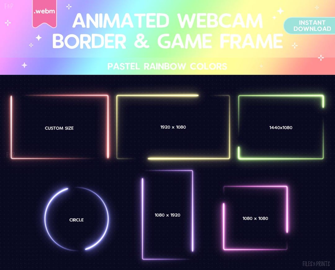 Twitch Animated Pastel Rainbow Glow Webcam Border Game Frame Pink ...