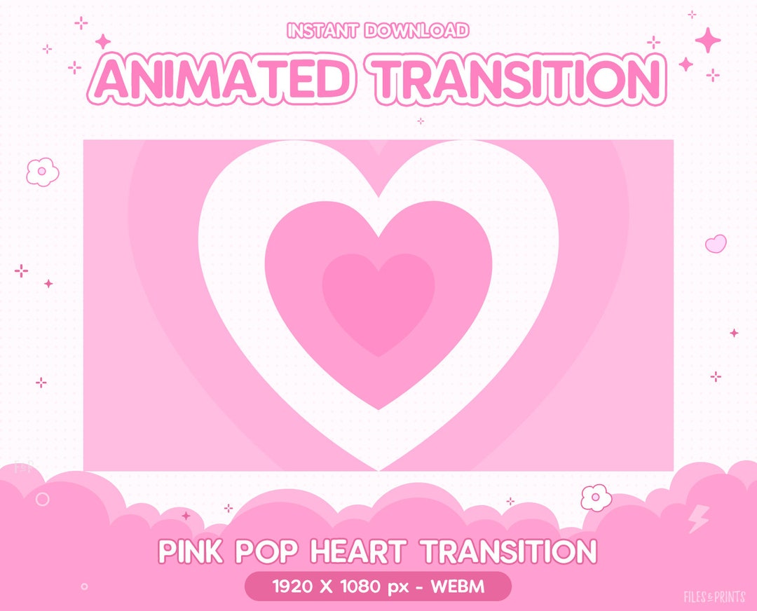 Twitch Animated Stinger Transition, Pink Pop Heart Pixel Transition ...