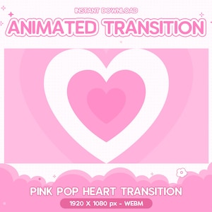 Twitch Animated Stinger Transition, Pink Pop Heart Pixel Transition ...