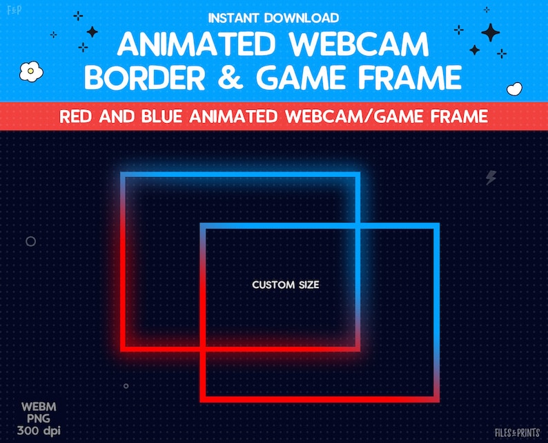 Twitch Animated Webcam Border Red Blue Stream Overlay - Etsy