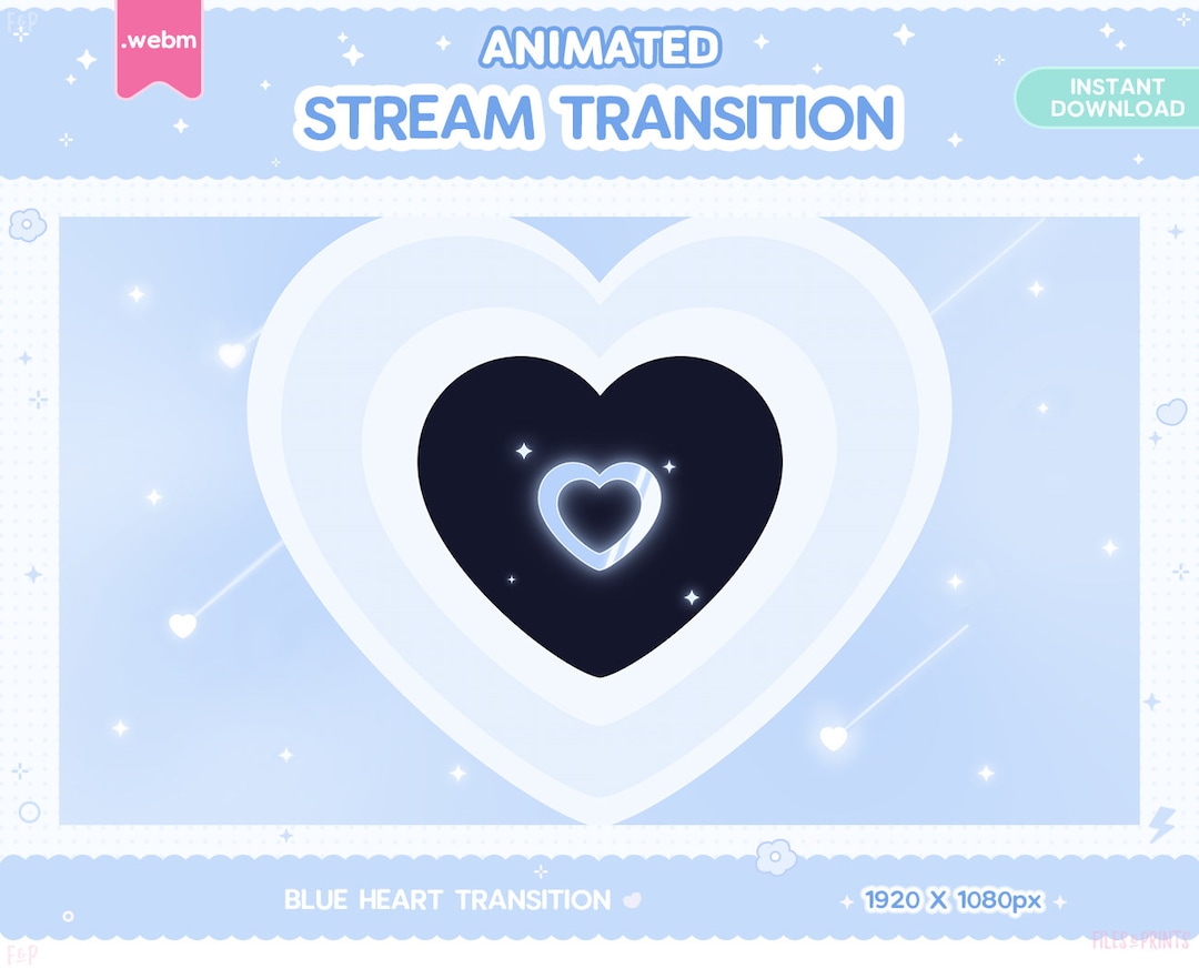 Twitch Animated Stinger Transition, Blue Heart Stinger Transition ...