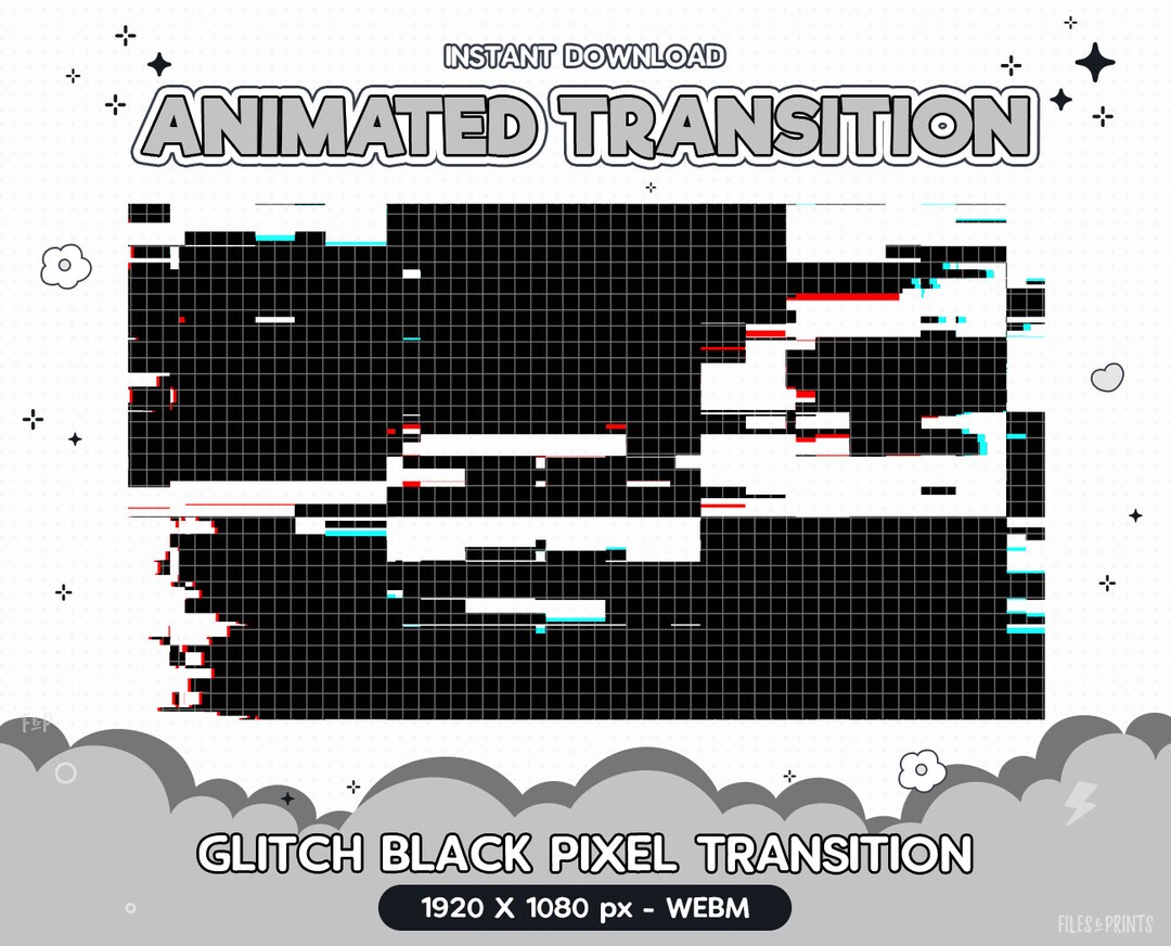 Twitch Animated Stinger Transition, Glitch Black Pixel Transition ...