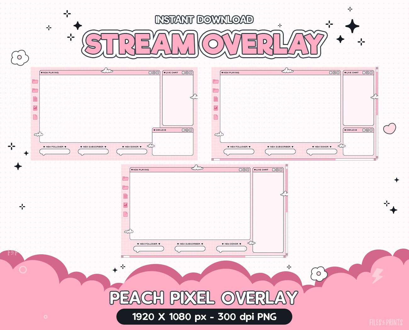 Twitch Stream Package Peach Pixel Overlay Customizable | Etsy
