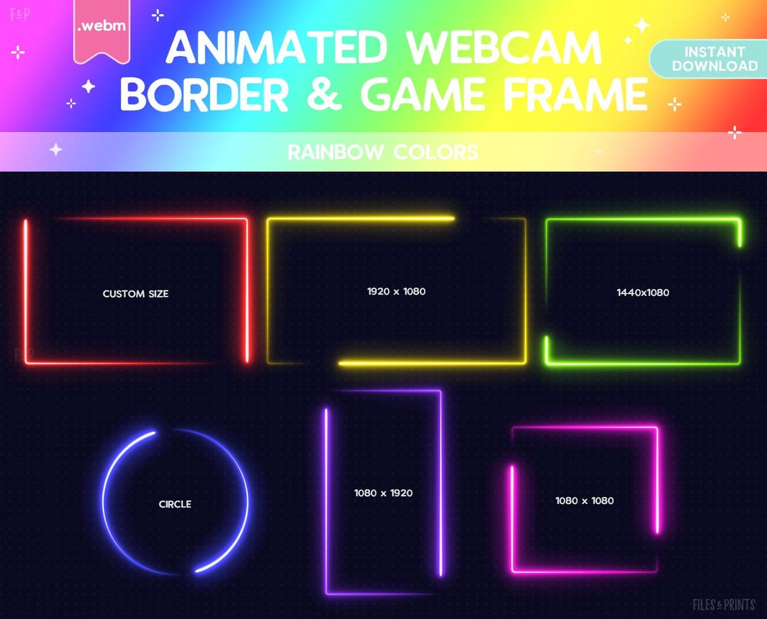 Twitch Animated Rainbow Glow Webcam Border Game Frame Pink Purple ...
