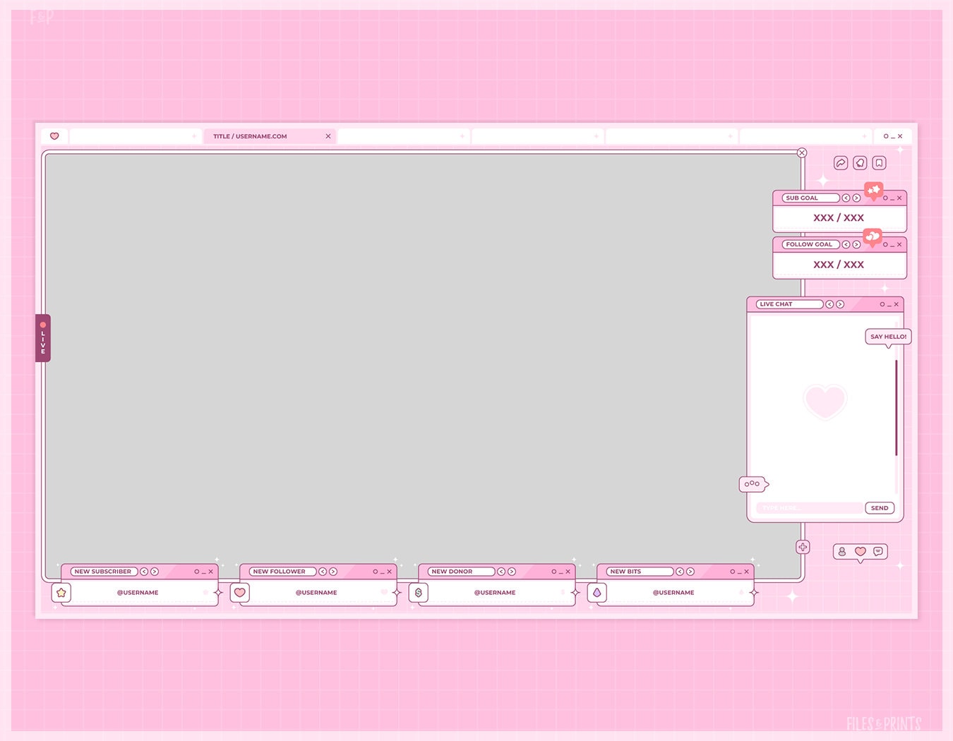 Twitch Stream Package, Animated Pink Pixel Overlay, Vtuber Customizable ...