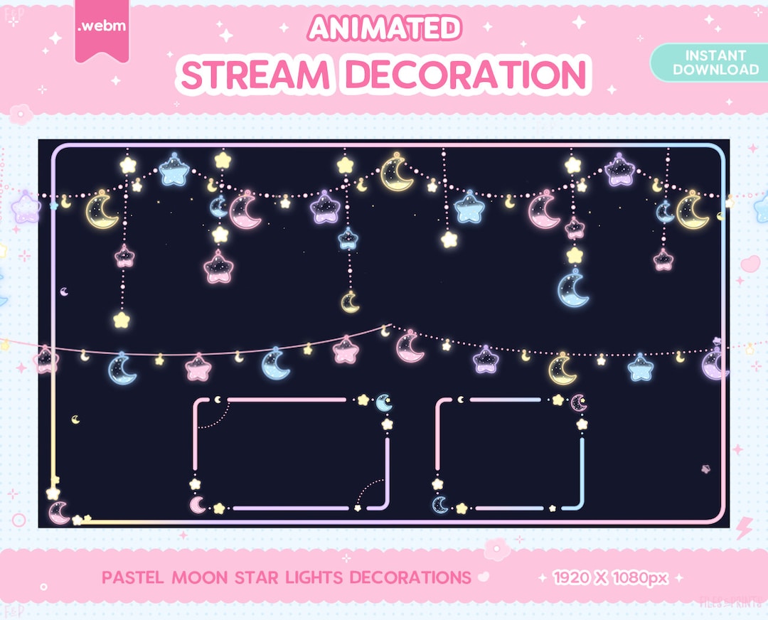 ANIMATED Pastel Moon Star Background Christmas Light Decoration Stream ...
