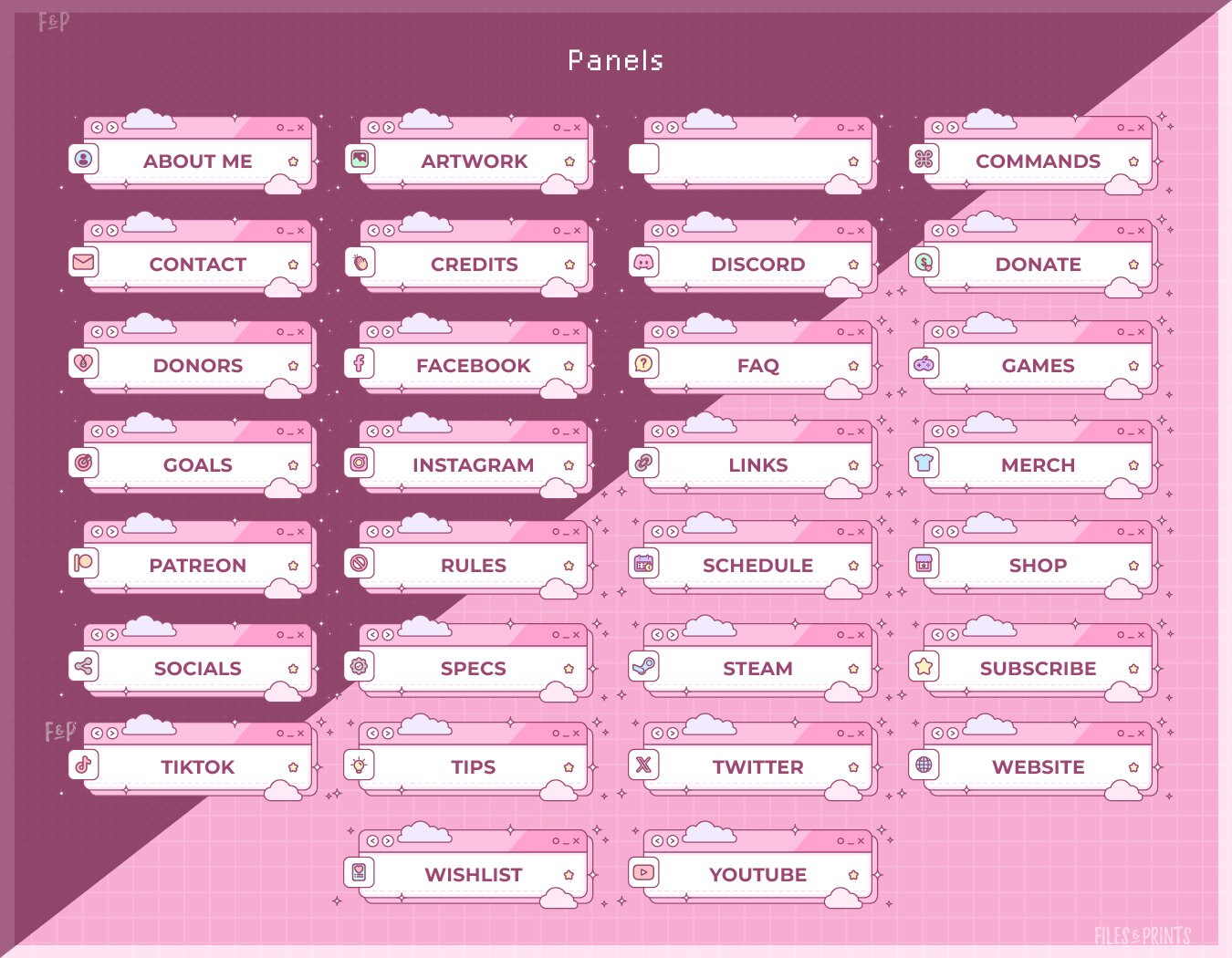 Twitch Stream Package, Animated Pink Pixel Overlay, Vtuber Customizable ...