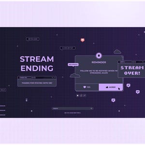 Twitch Animated Screen, Purple Dark BRB, Stream Offline, Starting ...