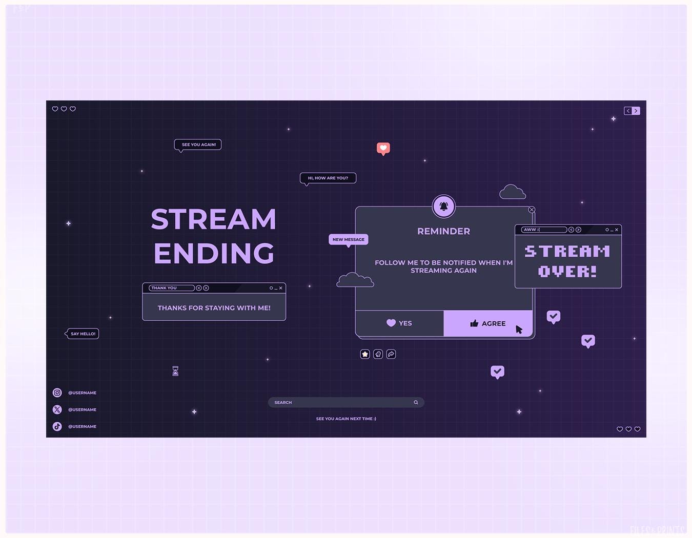 Twitch Animated Screen, Purple Dark BRB, Stream Offline, Starting ...