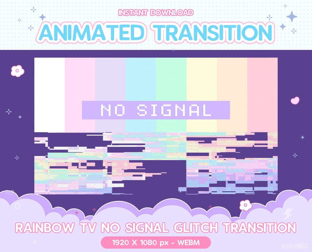 Twitch Animated Stinger Transition, Glitch TV No Signal Rainbow ...