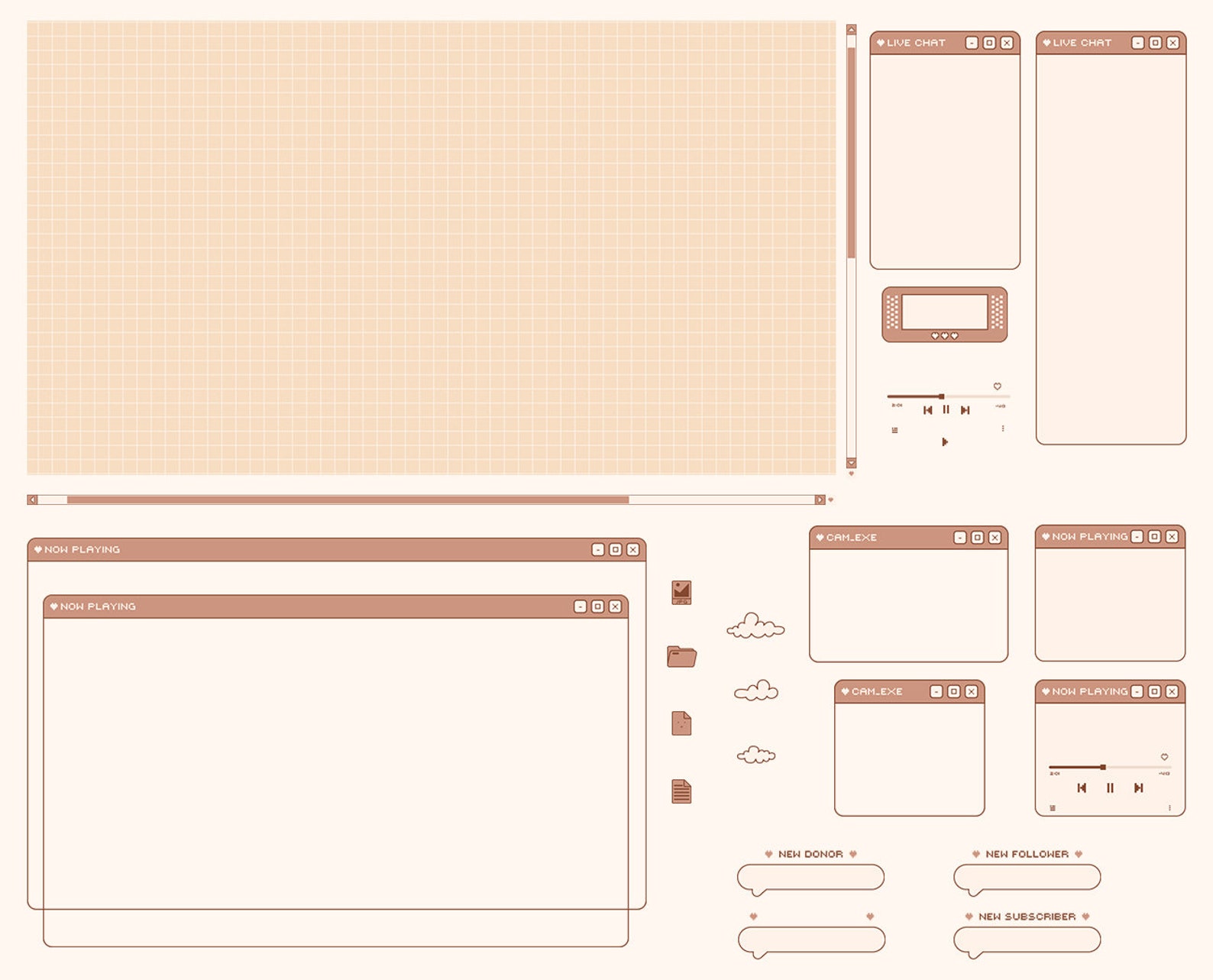 Twitch Stream Package Brown Pixel Overlay W/ Time and Music - Etsy