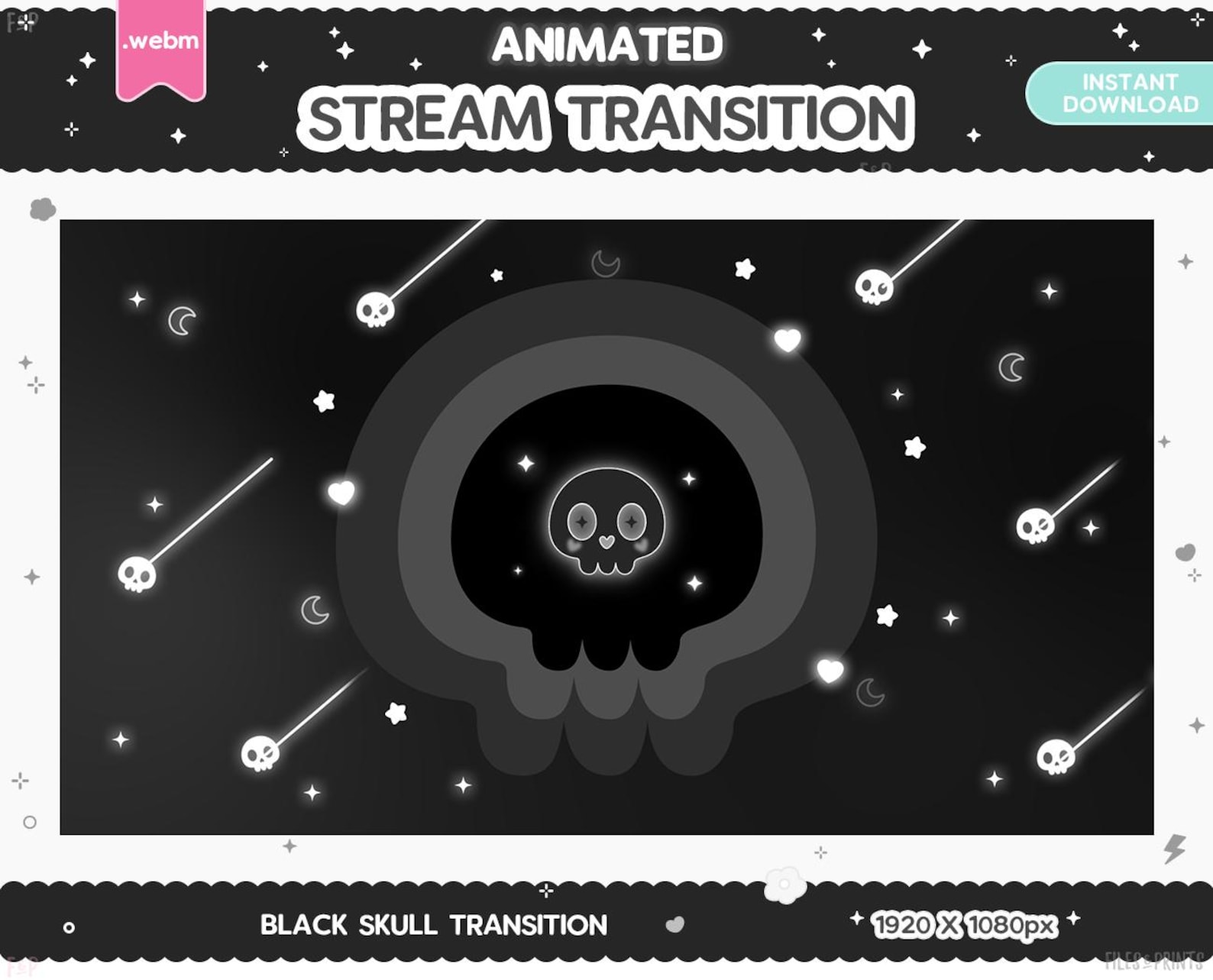 Twitch Animated Stinger Transition Black Skull Stinger Halloween Creepy ...