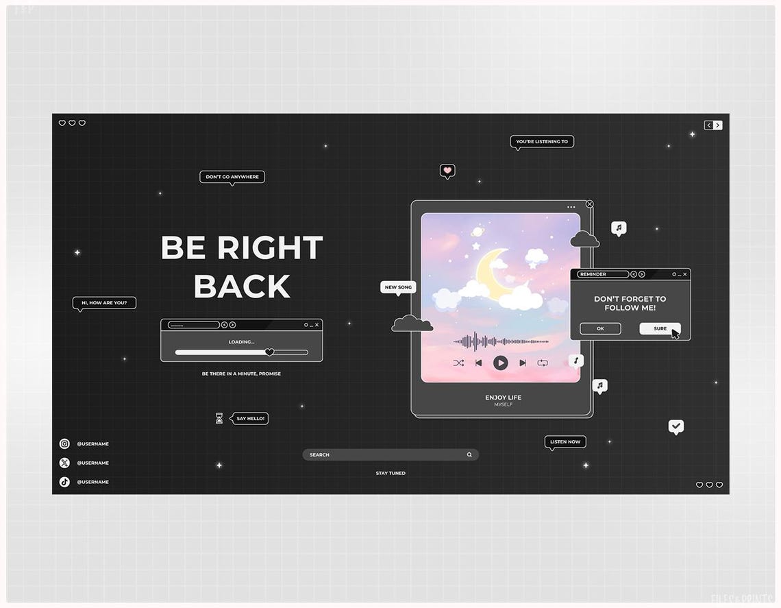 Twitch Animated Screen, Black BRB, Stream Offline, Starting, Ending ...