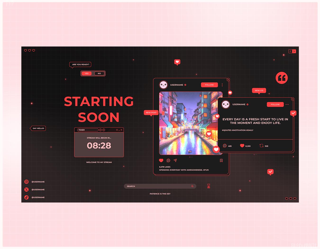 Twitch Animated Screen Black Red BRB Stream Offline Starting Ending ...