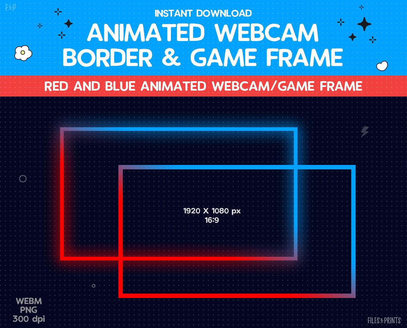 Twitch Animated Webcam Border Red Blue Stream Overlay - Etsy